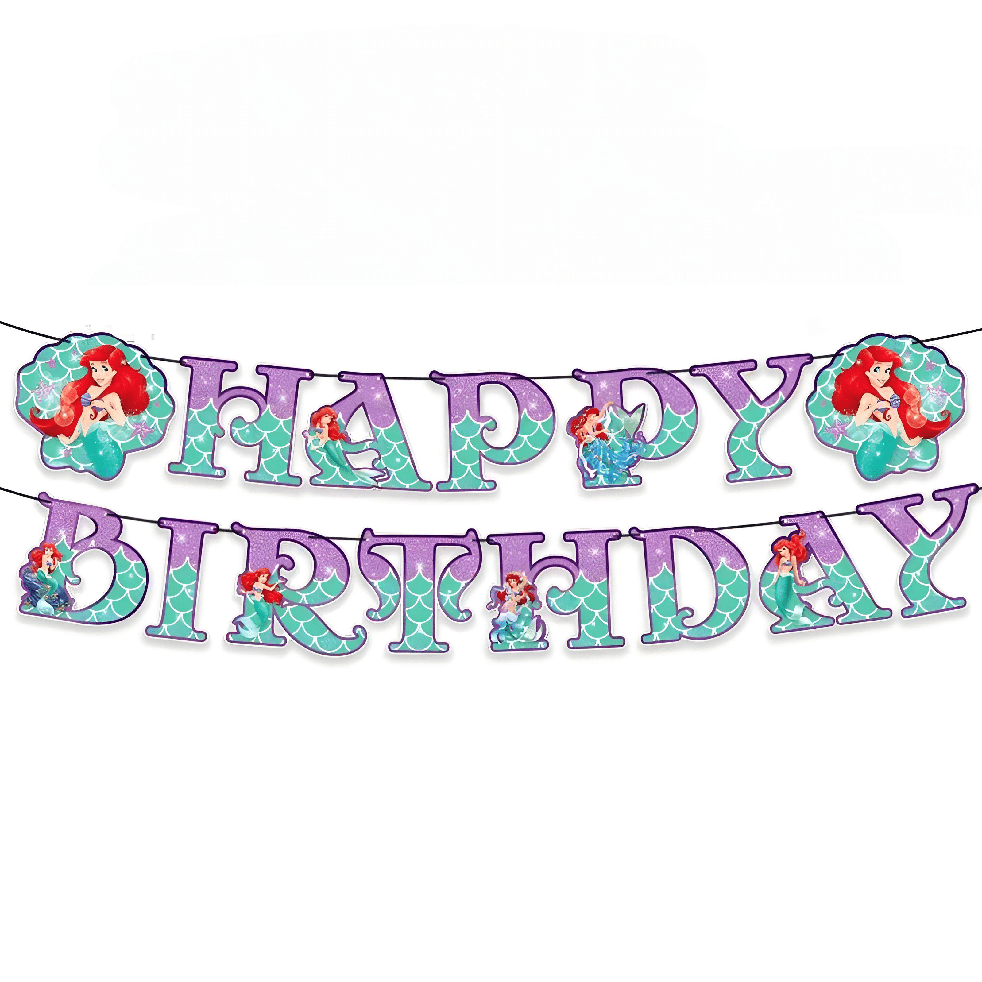 Ariel Birthday Banner Cartoon Happy Birthday banner Happy Birthday ...