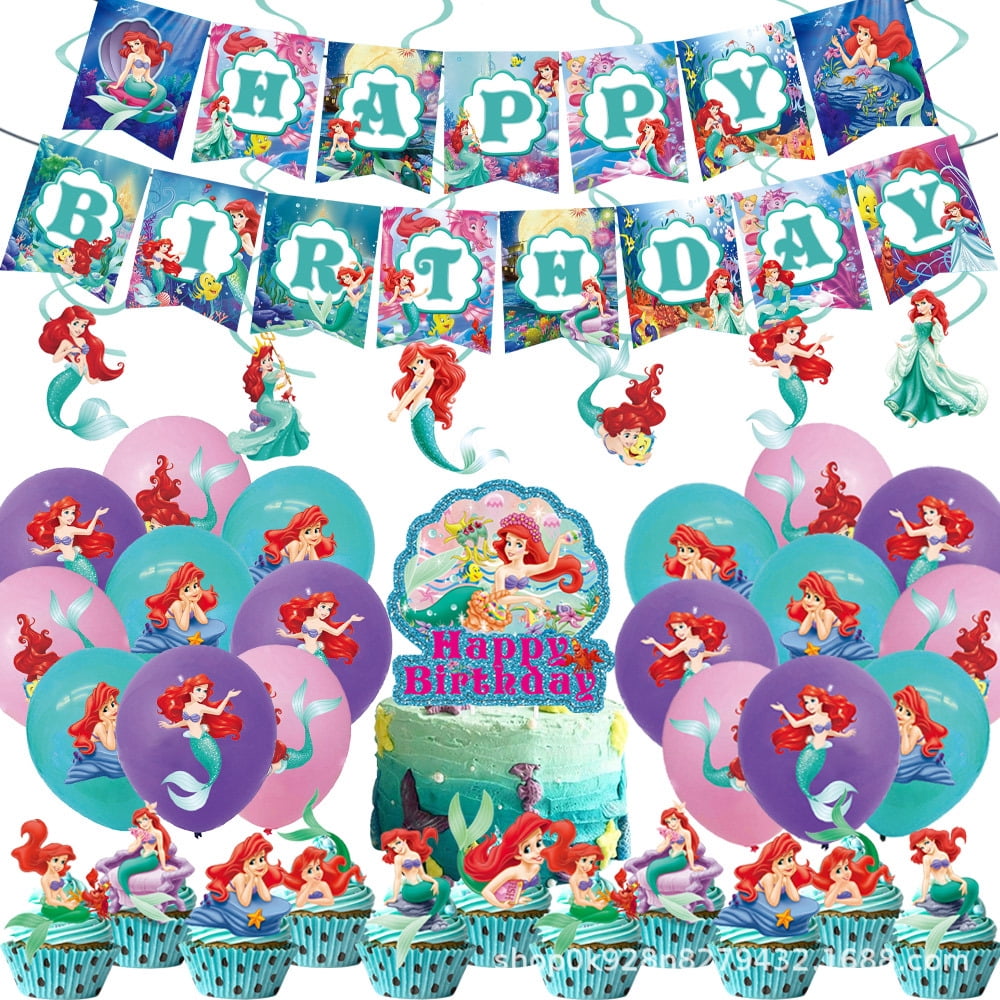 Ariel Birthday Party Supplies,Cartoons Theme Party Decoration Set ...