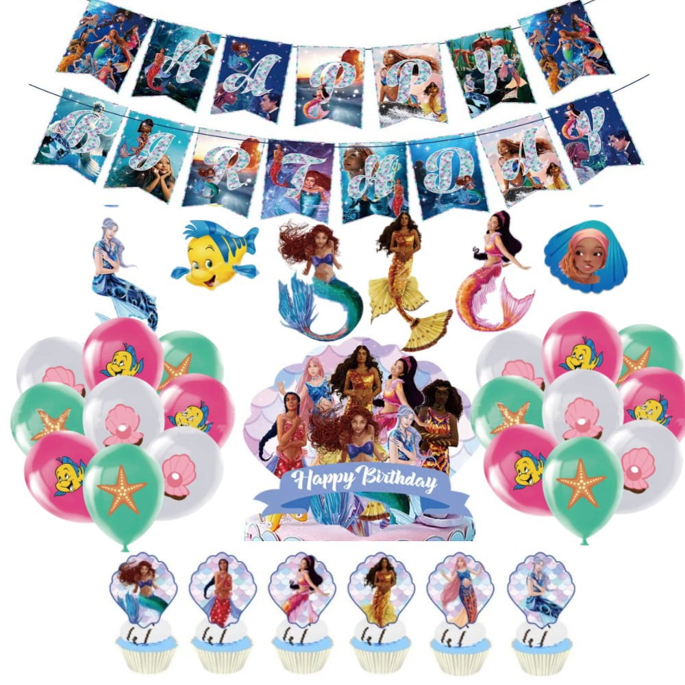 Ariel Birthday Party Supplies,Cartoons Theme Party Decoration Set ...
