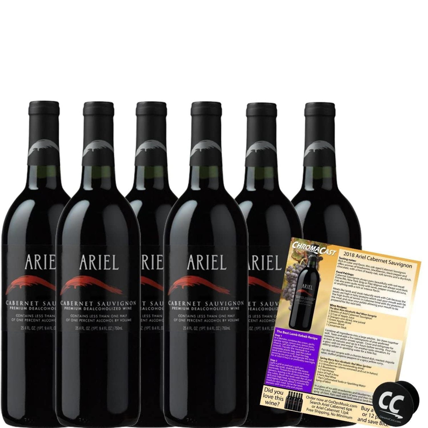 Ariel Cabernet Non-Alcoholic Red Wine Experience Bundle with Chromacast ...