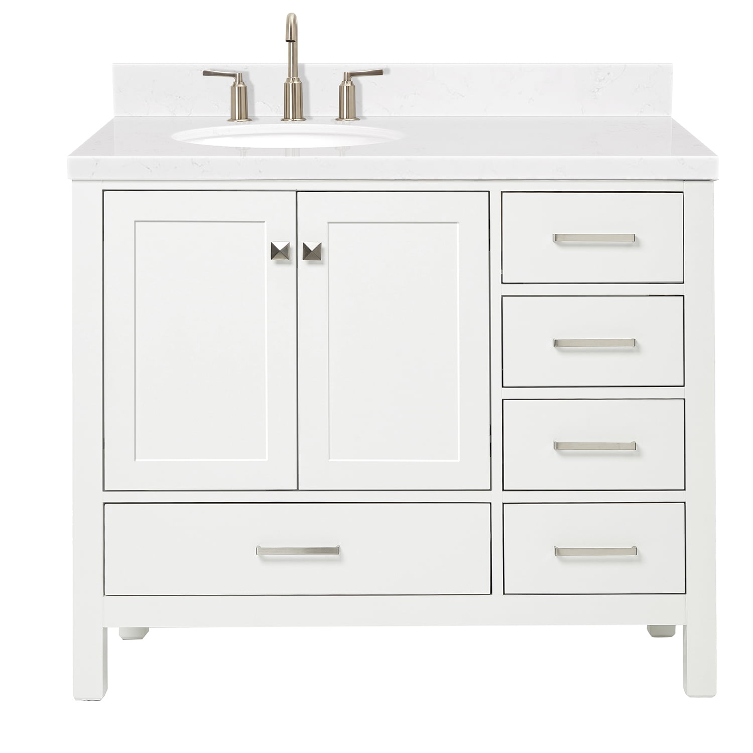 Ariel Cambridge 42 Inch Single Left Offset Oval Sink Bathroom Vanity ...