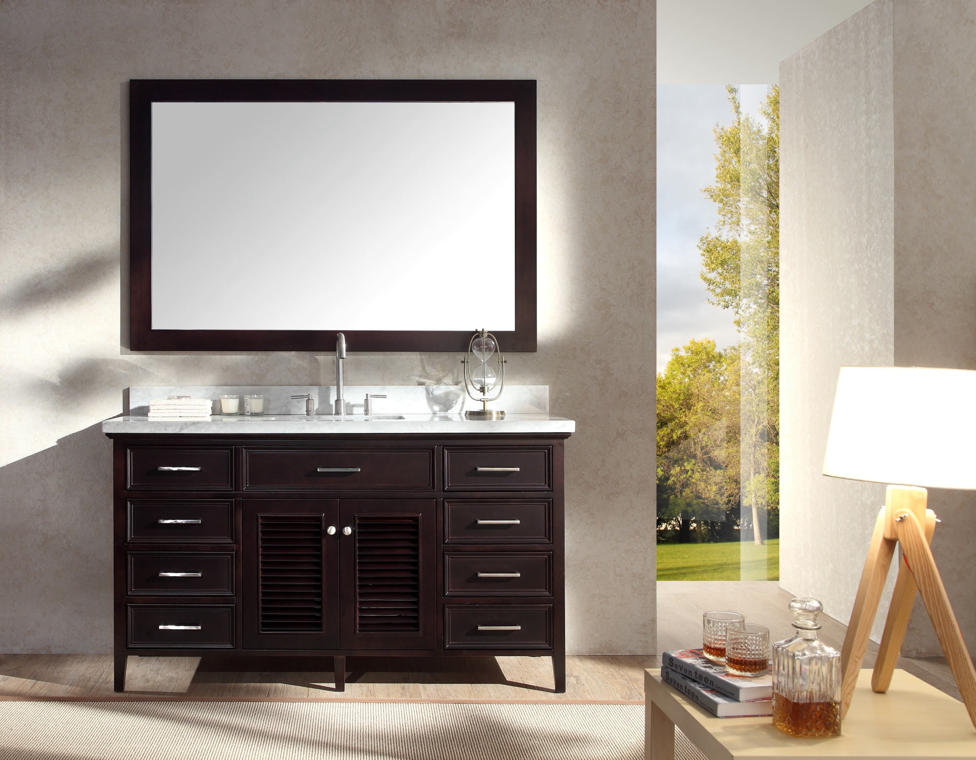 Ariel D061S Espresso Kensington 61" Free Standing Vanity Set - Walmart.com