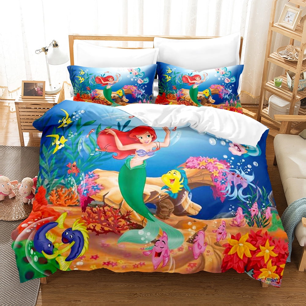 Ariel Duvet Cover Set, Cartoon Ariel Bedding Set for Girls Boys, 1 ...
