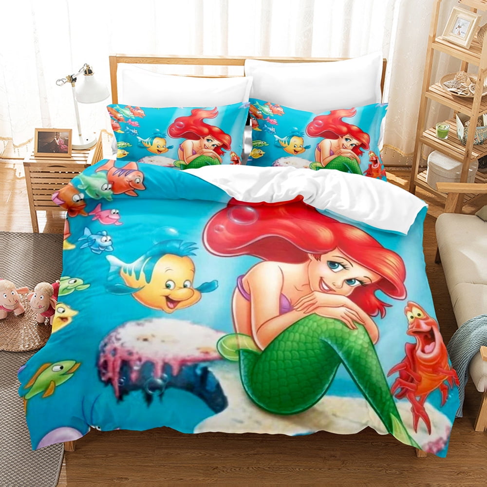 Ariel Duvet Cover Set, Cartoon Ariel Bedding Set for Girls Boys, 1 ...