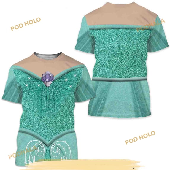 Ariel Green Inspired, The Little Mermaid Evening Costume 3D Shirt ...
