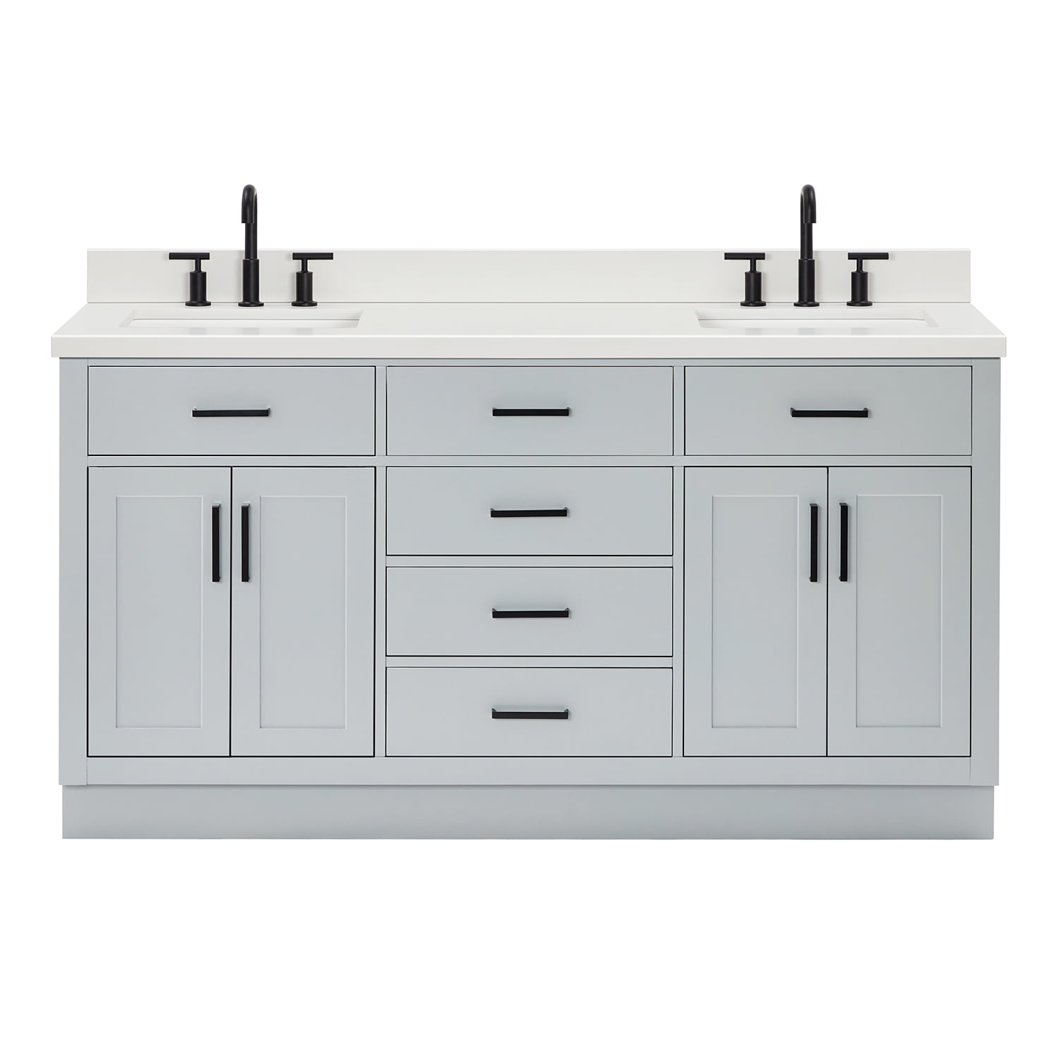 Ariel Hepburn 67 Inch Double Rectangle Sink Vanity With White Quartz ...