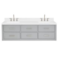 "Vinnova Palencia 60"" Double Sink Wall-Mount Floating Wood Vanity, No ...