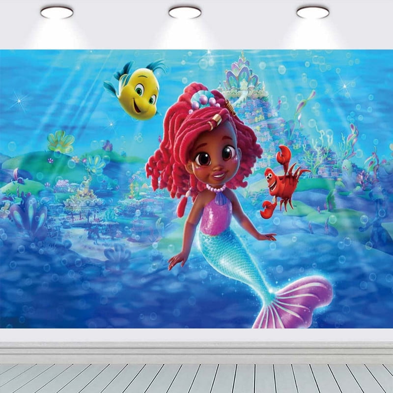 Ariel Junior Mermaid Princess Birthday Party Supplies Banner Backdrop ...