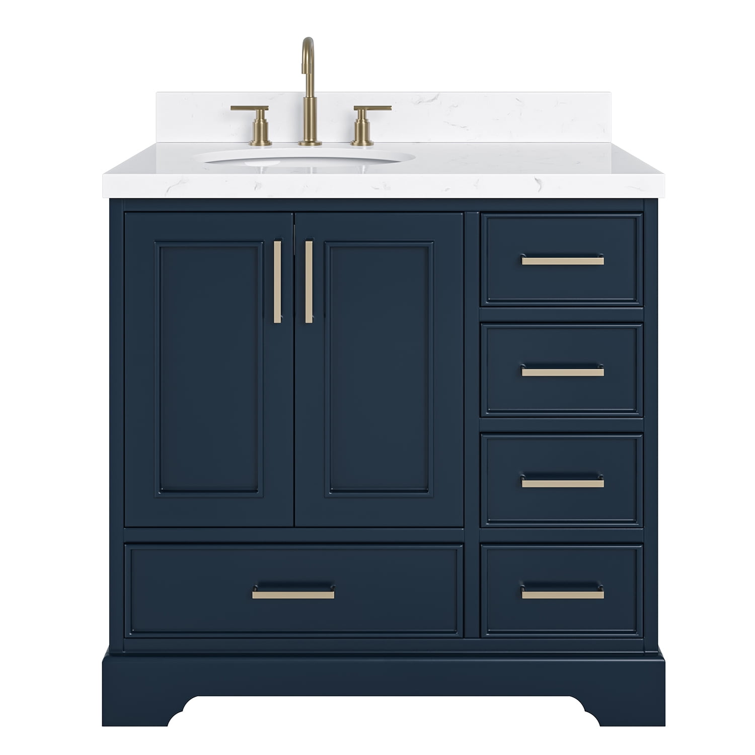 Ariel Stafford 36 Inch Single Left Offset Oval Sink Bathroom Vanity ...