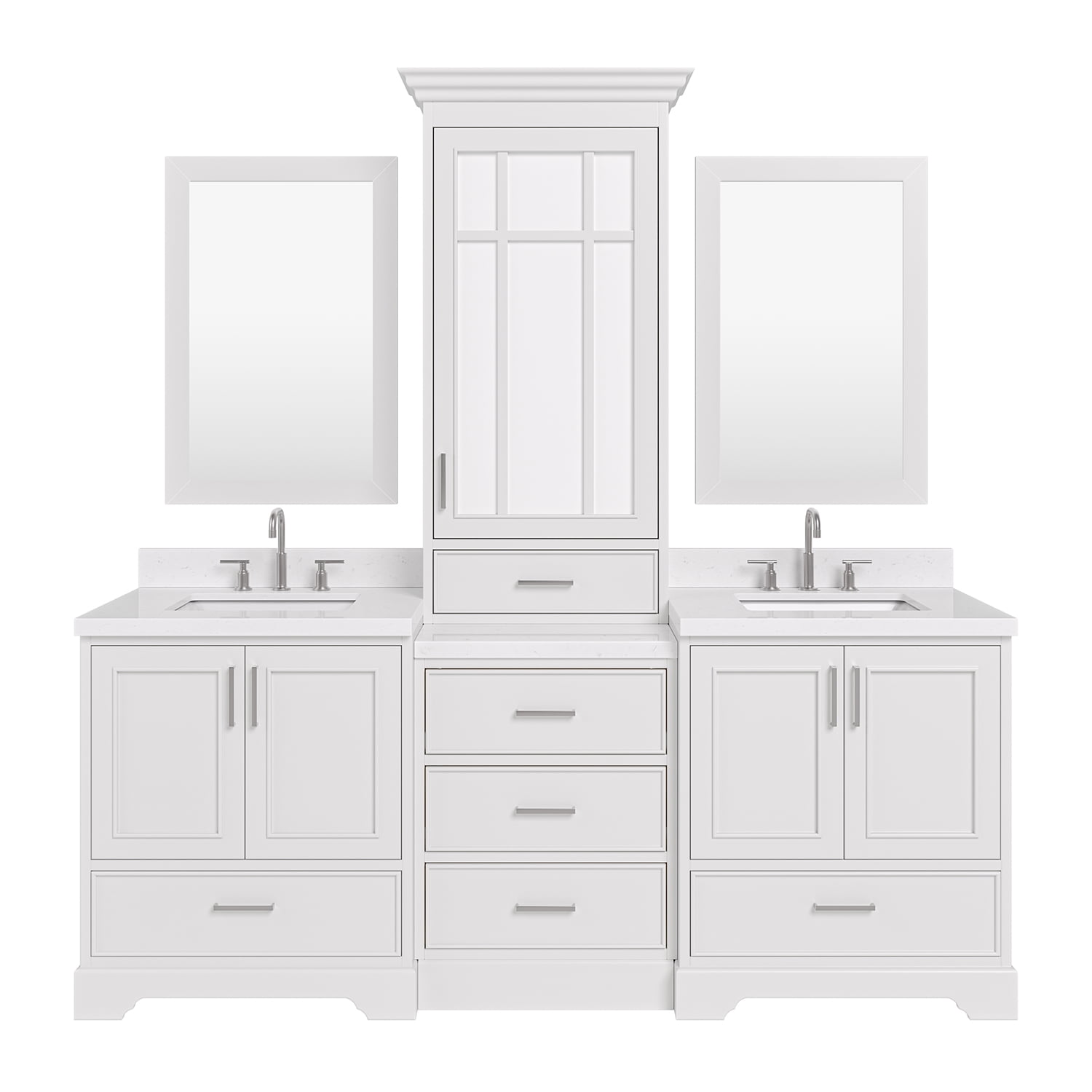 Ariel Stafford 85 In. Double Rectangle Sink Bathroom Vanity Set With ...