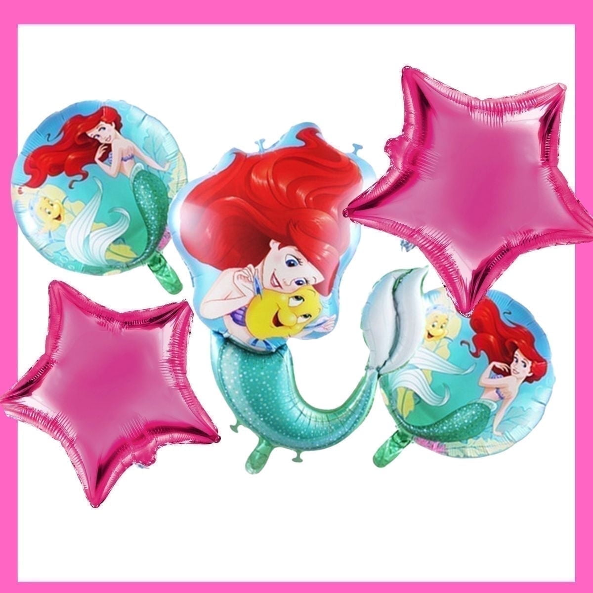 Ariel Mermaid Balloons Bouquet - 5 Pieces Set - Walmart.com