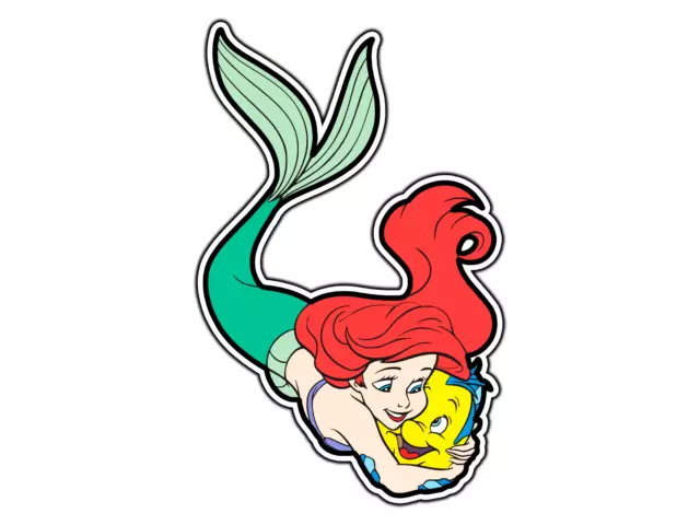 Ariel Mermaid Hugging Flounder Waterproof Sticker Phone Decal Water ...
