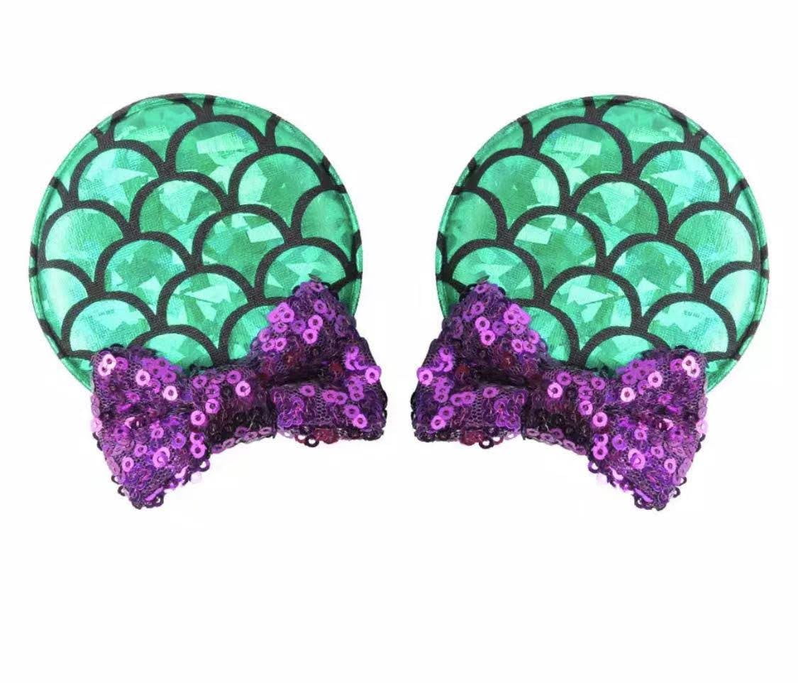 Ariel Minnie Ears Hair Clip, Purple Minnie Ear Clips, Mickey Ears Hair ...