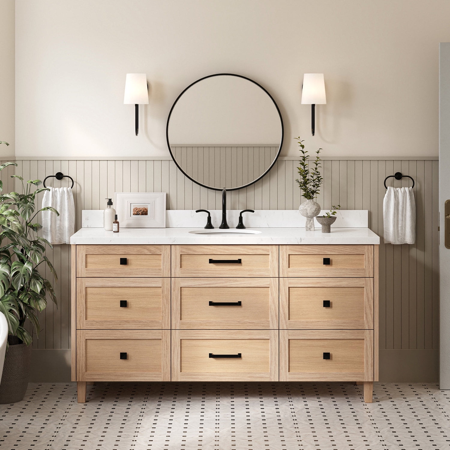 Ariel Monroe 66 Inch Single Oval Sink Bathroom Vanity With Carrara ...