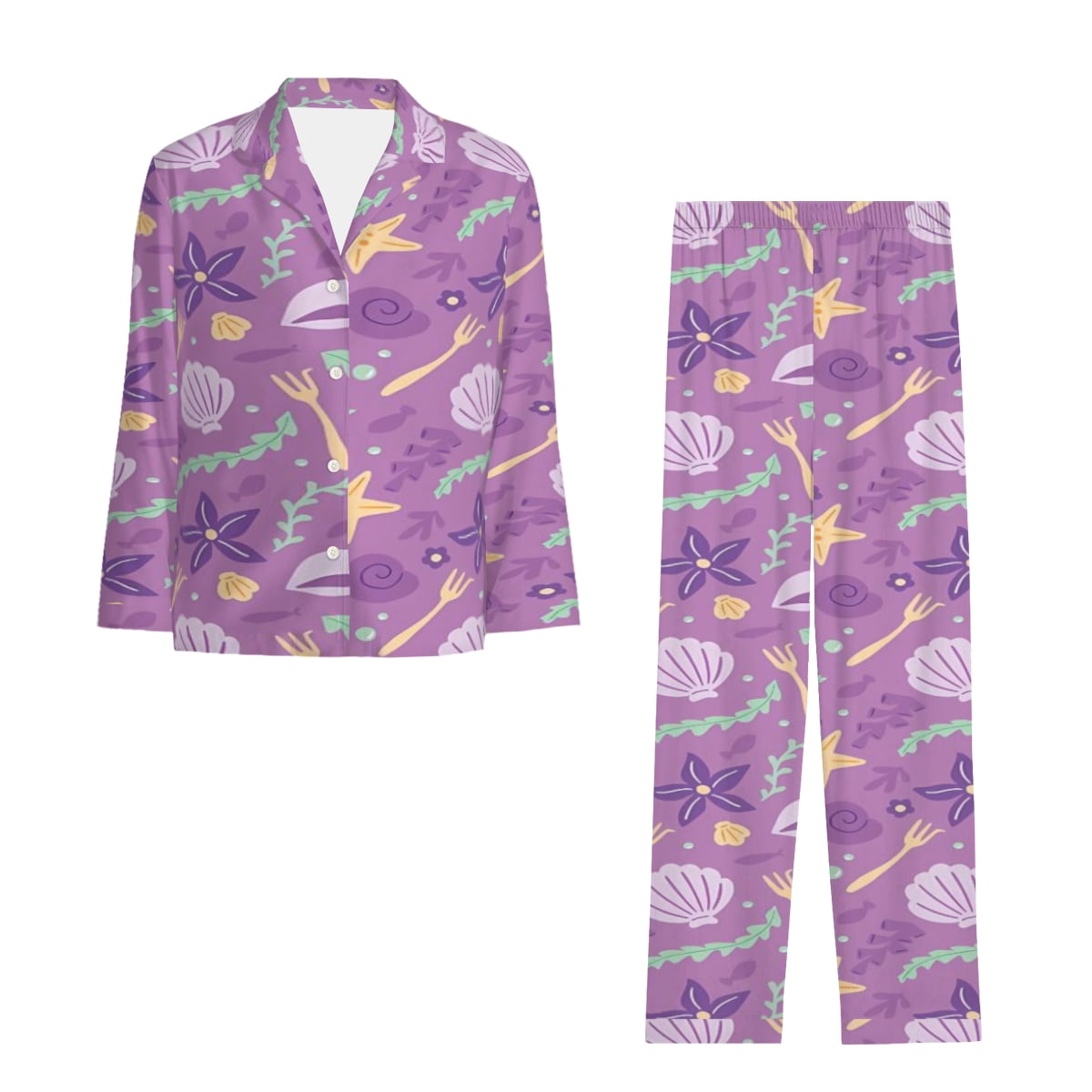 Ariel Pajamas Children Long Sleeve Button Pajamas Sleepwear Soft ...