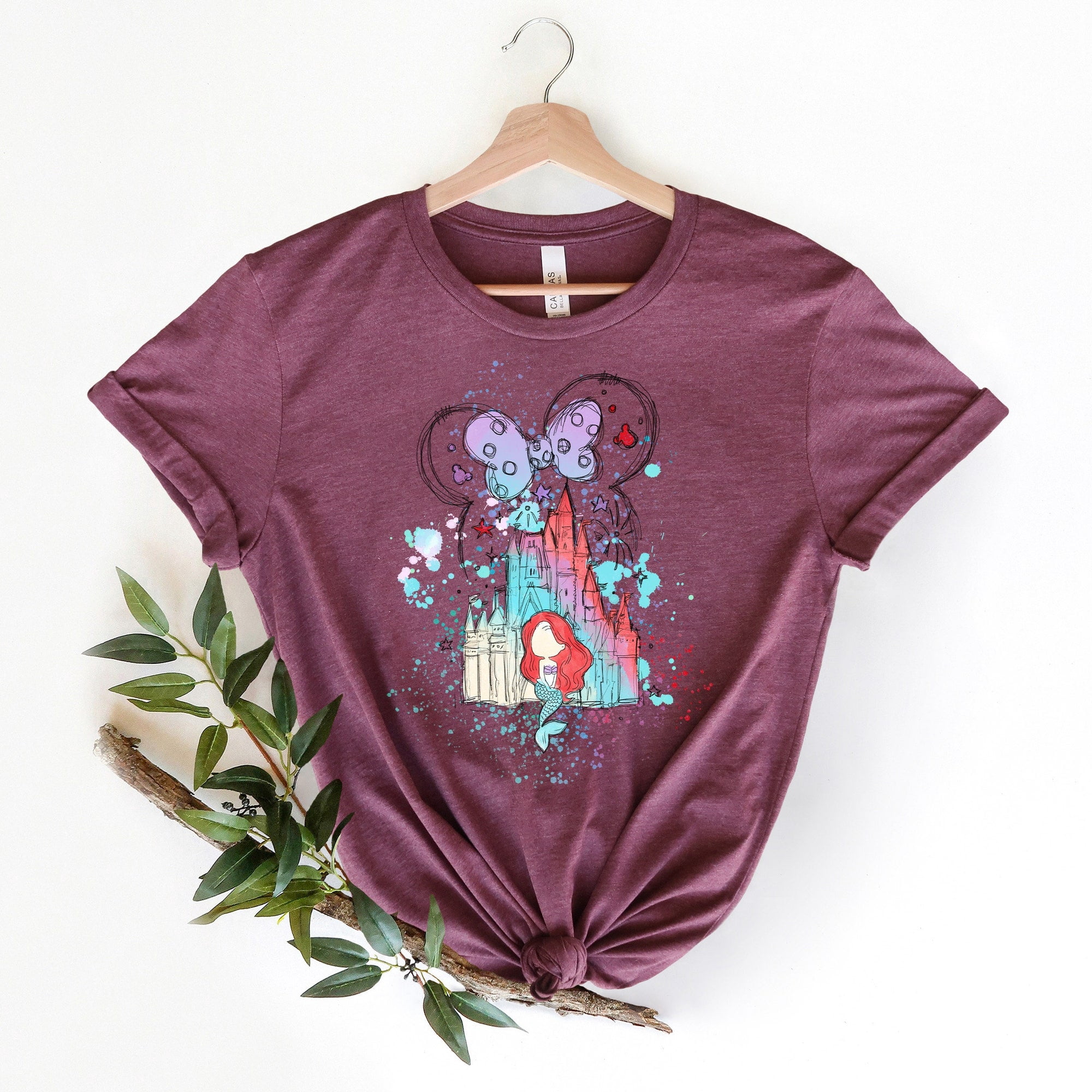 Ariel Princess Shirt Little Mermaid Watercolor Castle Shirt Ariel ...