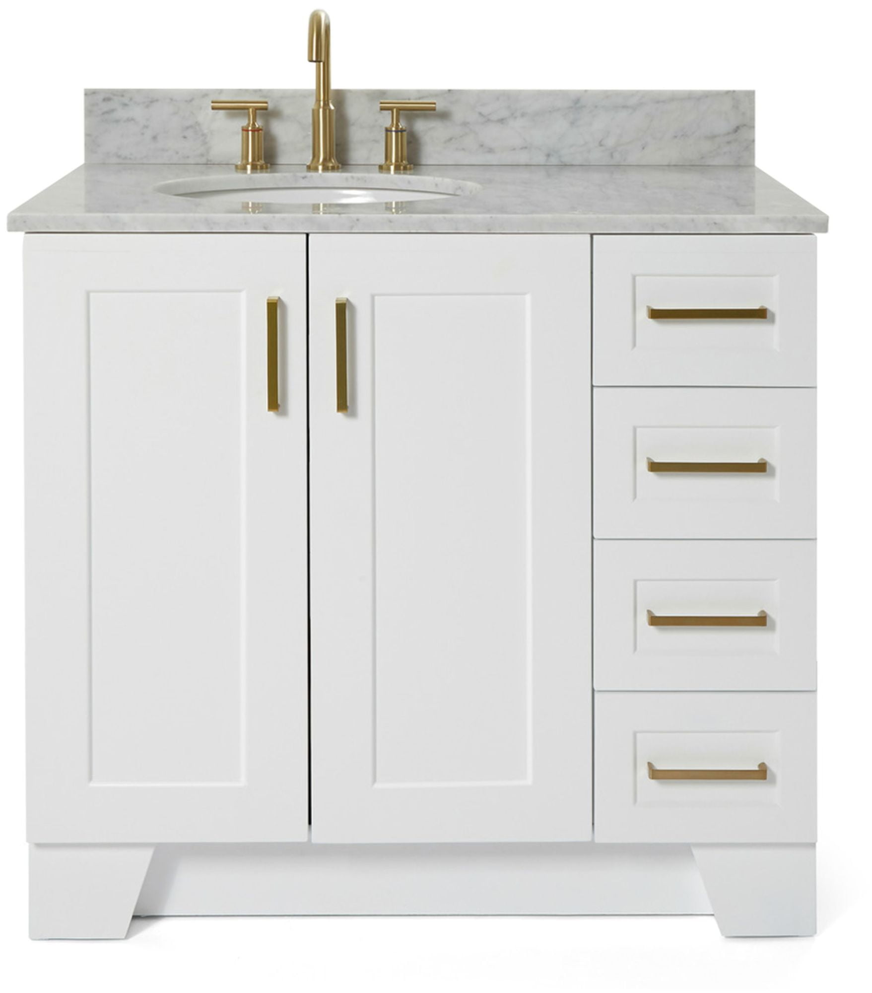 "Ariel Taylor 37"" White Vanity Set, Single Oval Basin, Free Standing ...