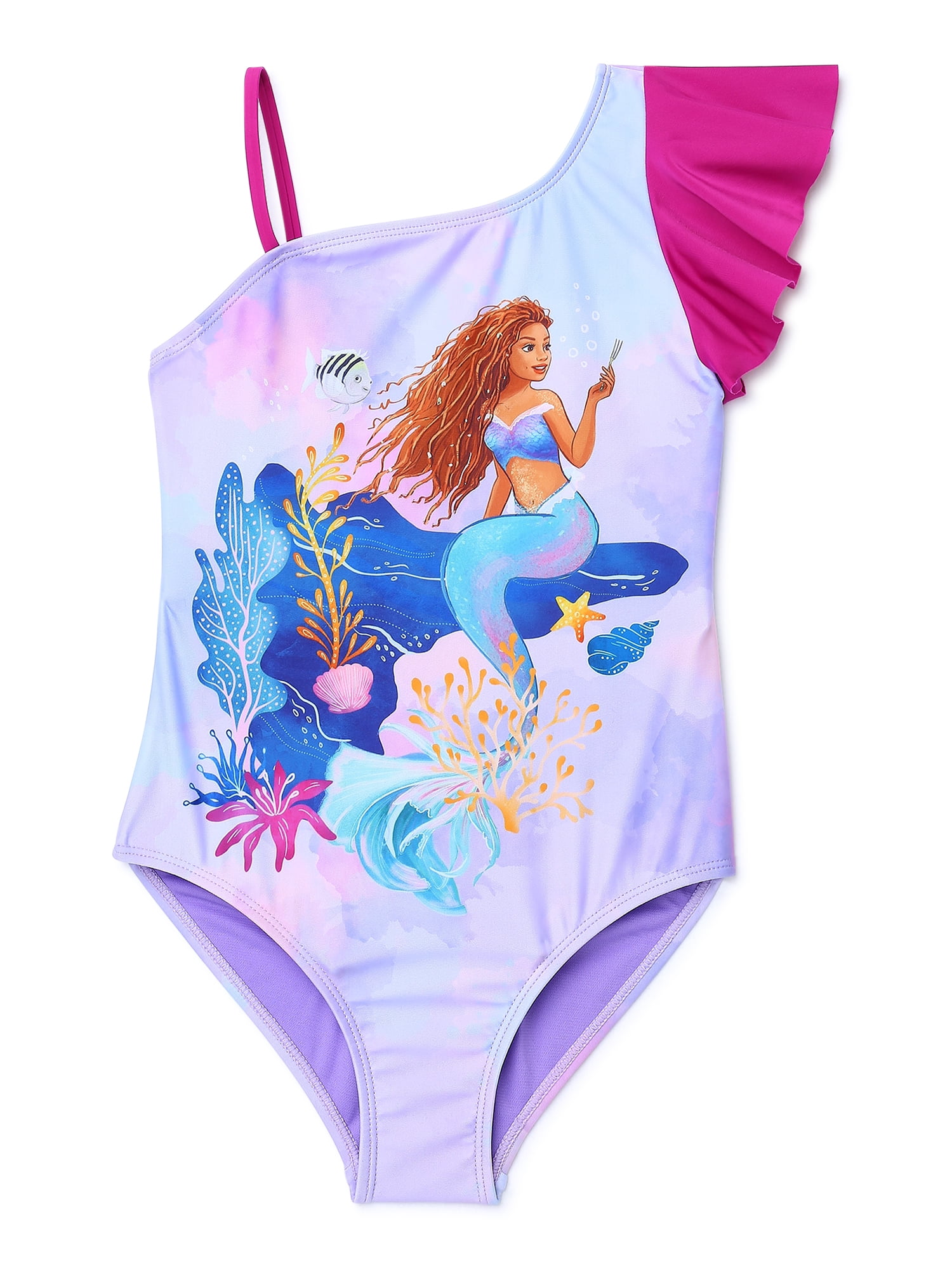 Ariel Swimsuit with Ruffle Sleeve, One Piece, Sizes 4/5 - 10/12 ...