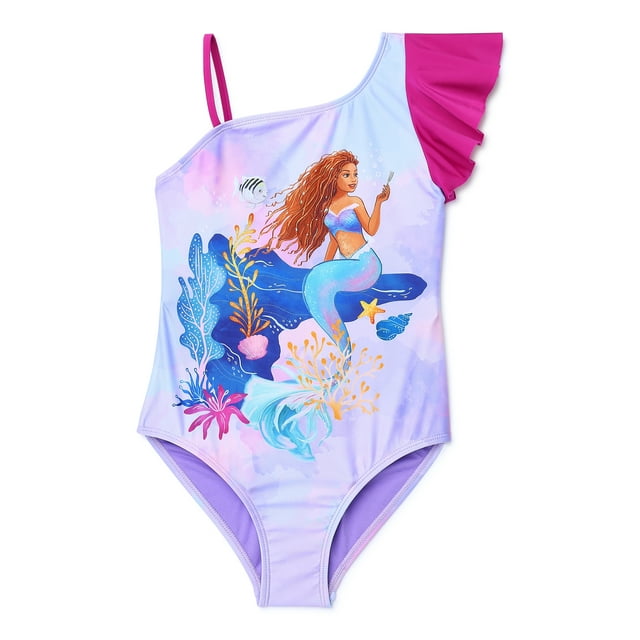 Ariel Swimsuit with Ruffle Sleeve, One Piece, Sizes 4/5 - 10/12 ...