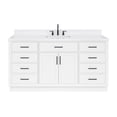 ARIEL Hepburn 66" White Bathroom Vanity, 1.5" Edge Carrara Quartz ...