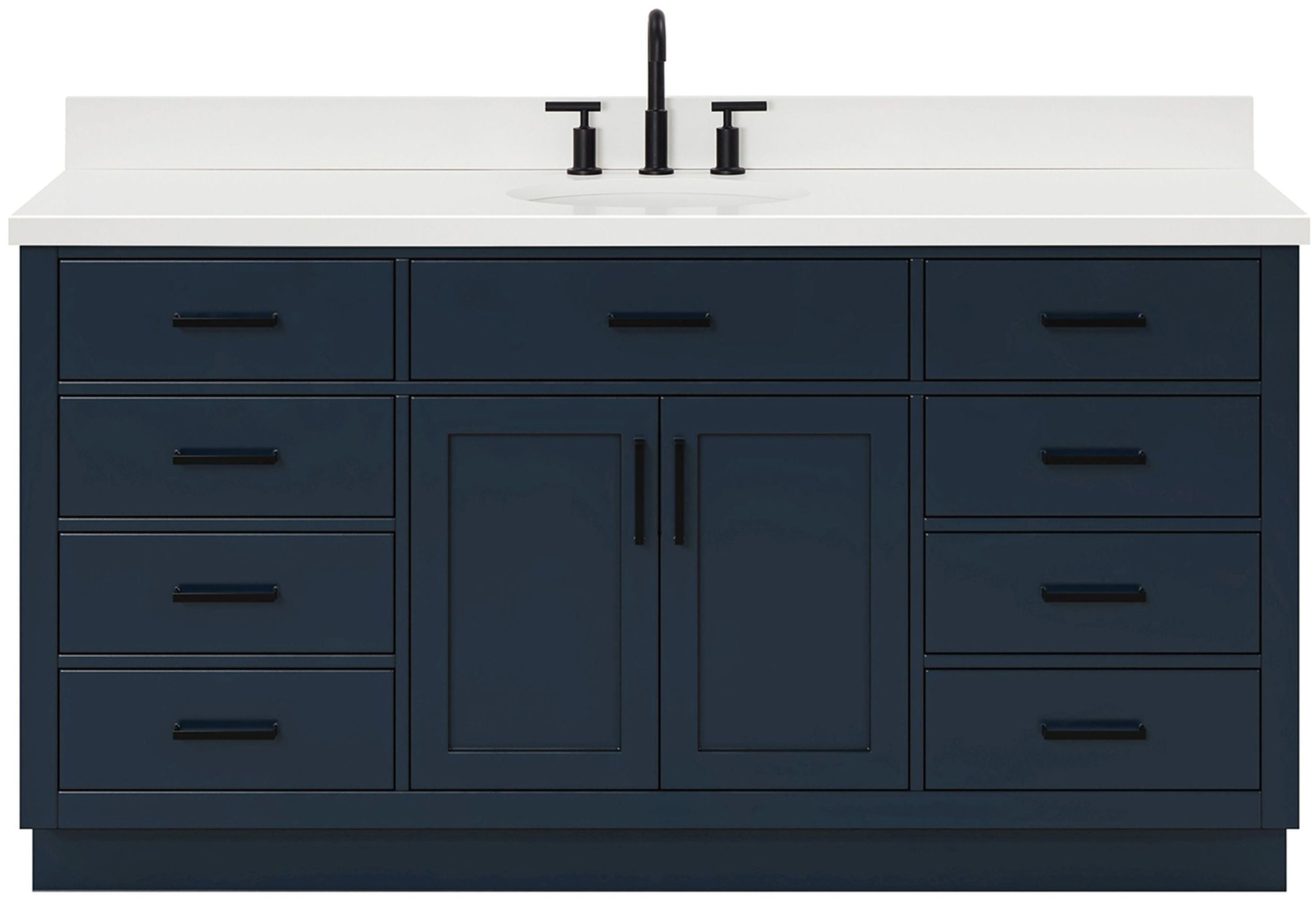 Ariel T067swqovo Hepburn 66" Thick White Quartz Vanity Top - Blue ...