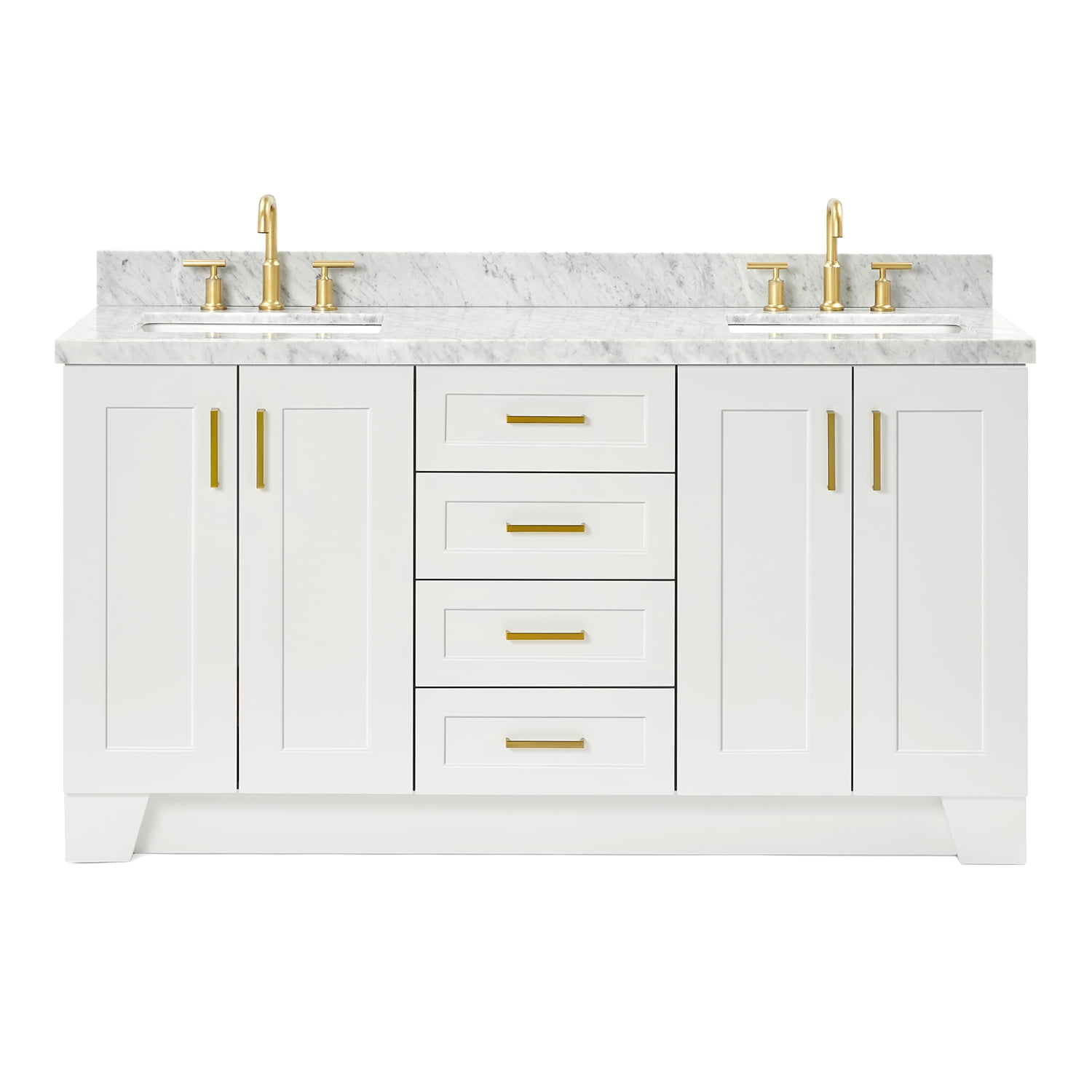 Ariel Taylor 67 Inch Double Rectangle Sink Vanity With Carrara White ...