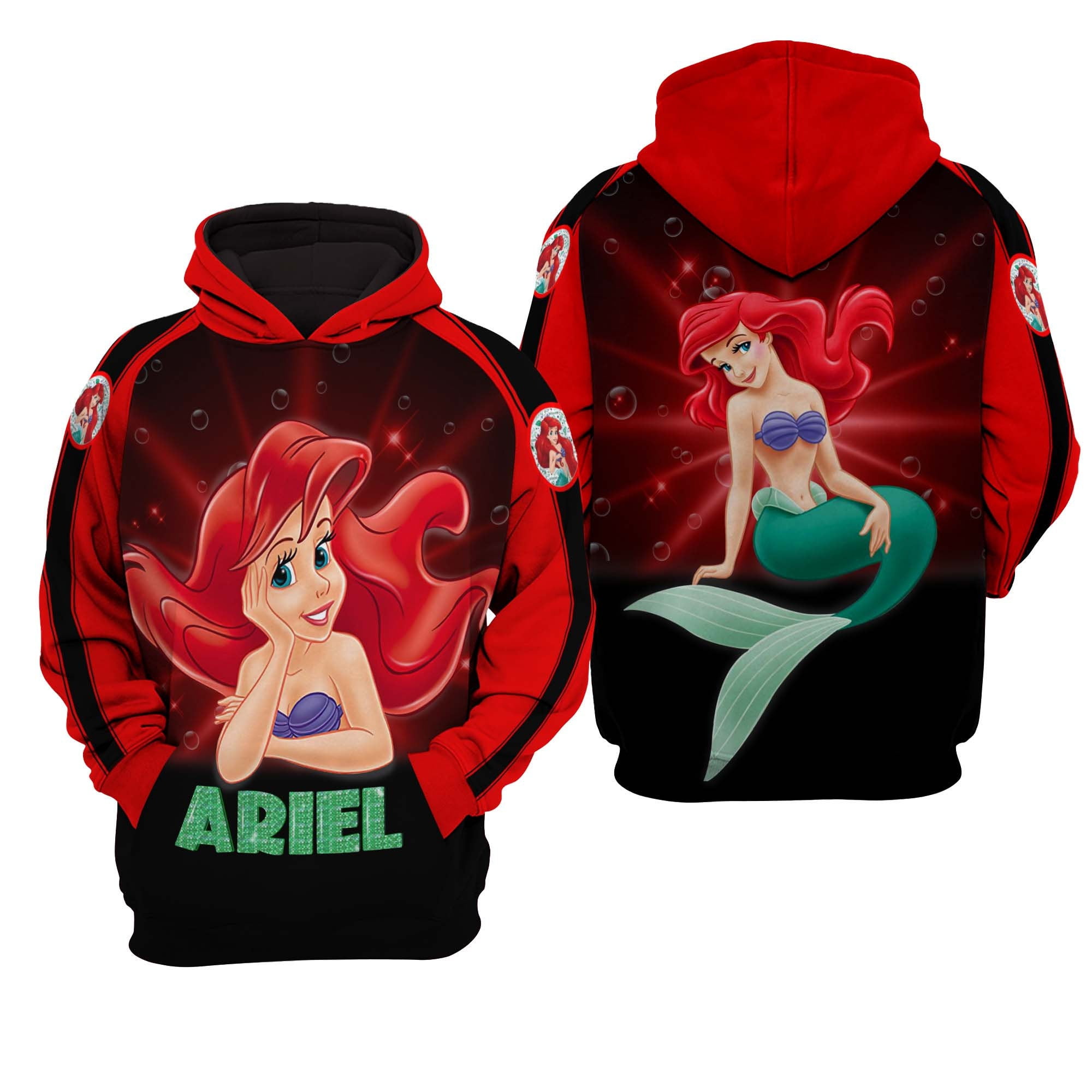 Ariel The Little Mermaid Disney AOP Unisex Hoodie - Walmart.com