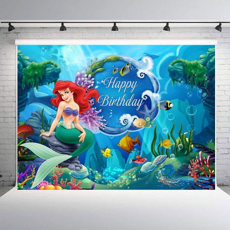 Ariel Theme Party Supplies Backdrop Ariel Birthday Party Decorations ...
