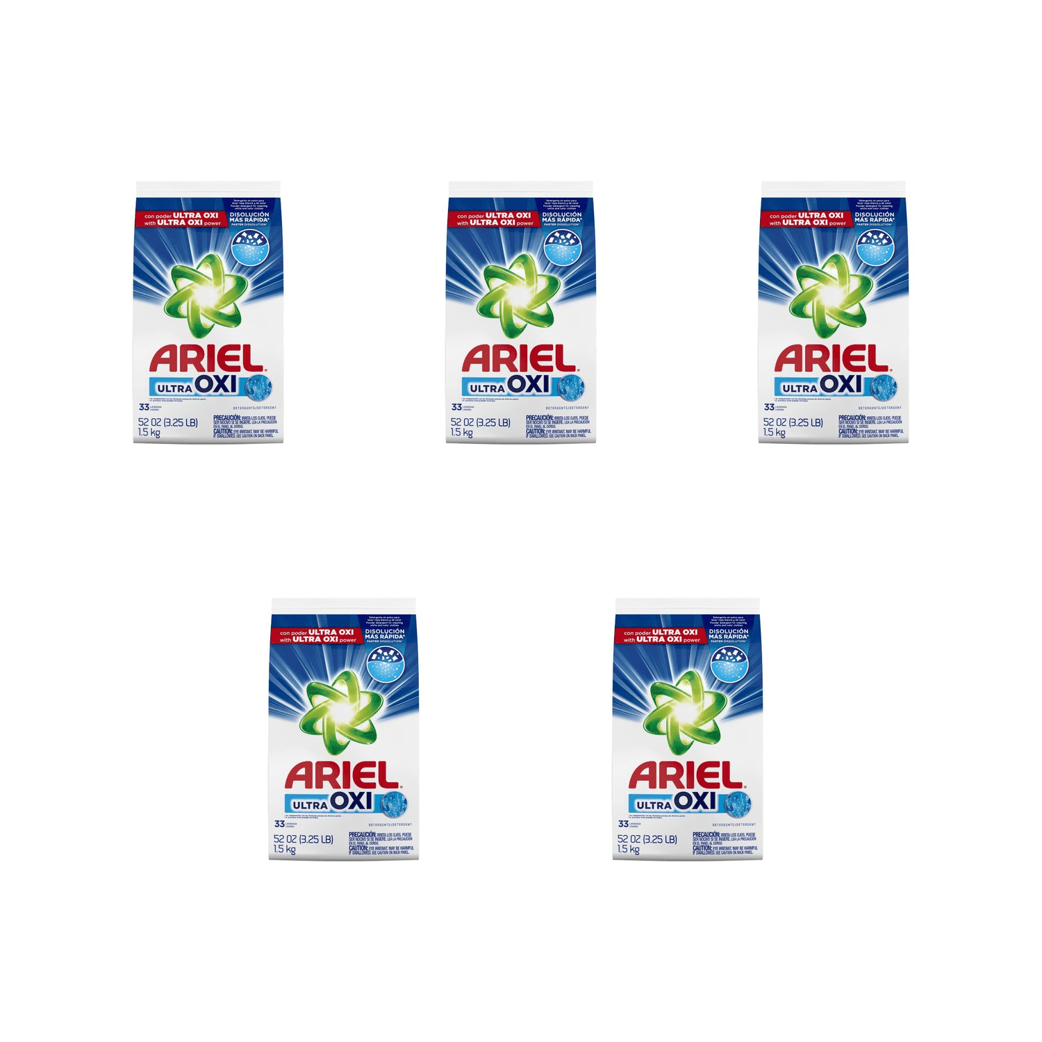Ariel Ultra Oxi Powder Laundry Detergent, 3.3 lb x 5 Pack — Fast ...