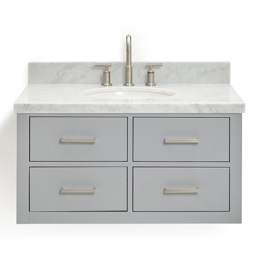 Ariel W037scwovo Hutton 37" Wall Mounted Single Basin Vanity Set - Grey ...