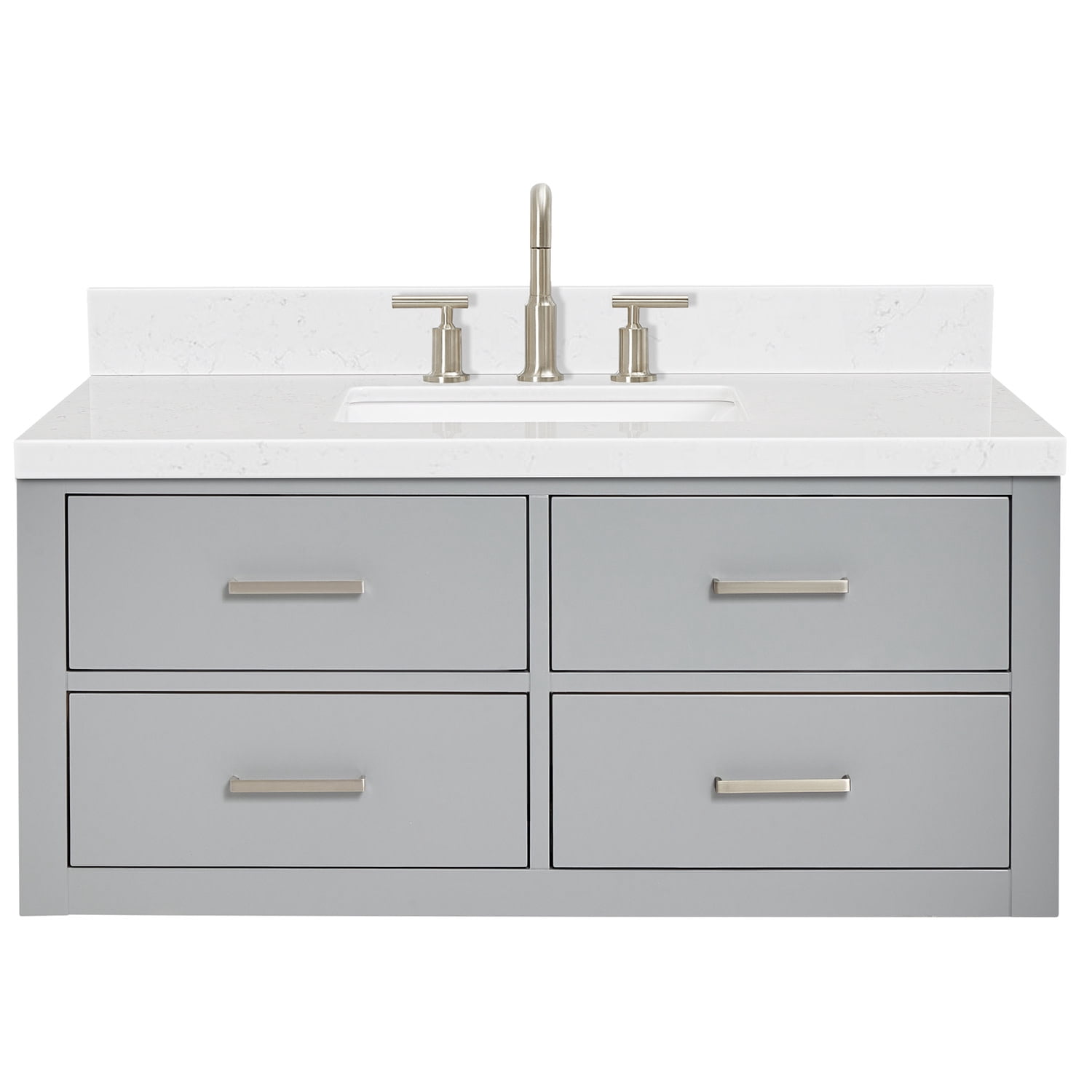 Ariel W042scqrvo Hutton 42" Wall Mounted Single Basin Vanity Set - Grey ...