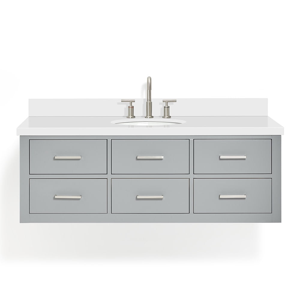 Ariel W055swqovo Hutton 54" Wall Mounted Single Basin Vanity Set - Grey ...