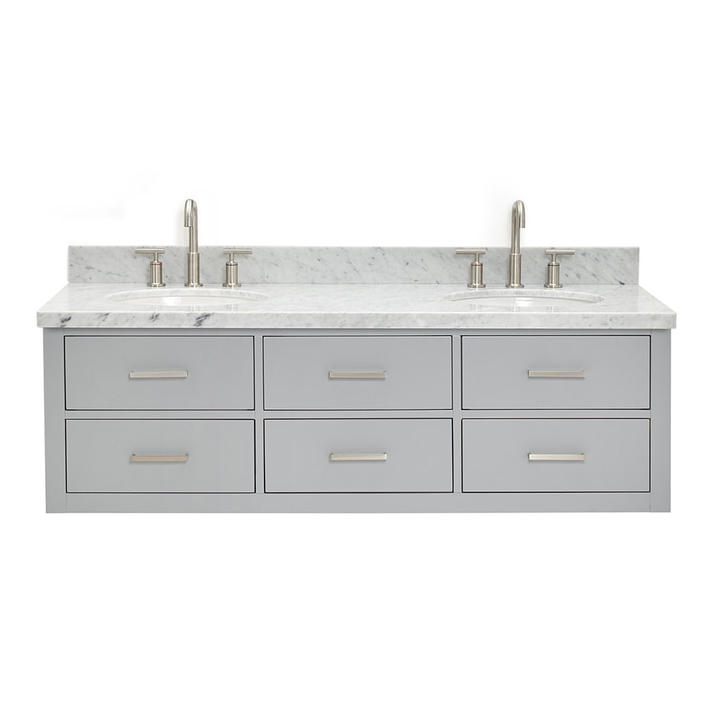 Ariel W061dcwovo Hutton 60" Wall Mounted Double Basin Vanity Set - Grey ...