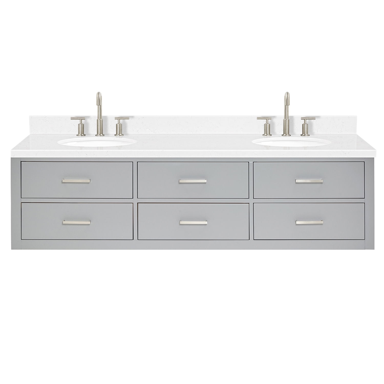 Ariel W072dcqovo Hutton 72" Wall Mounted Double Basin Vanity Set - Grey ...