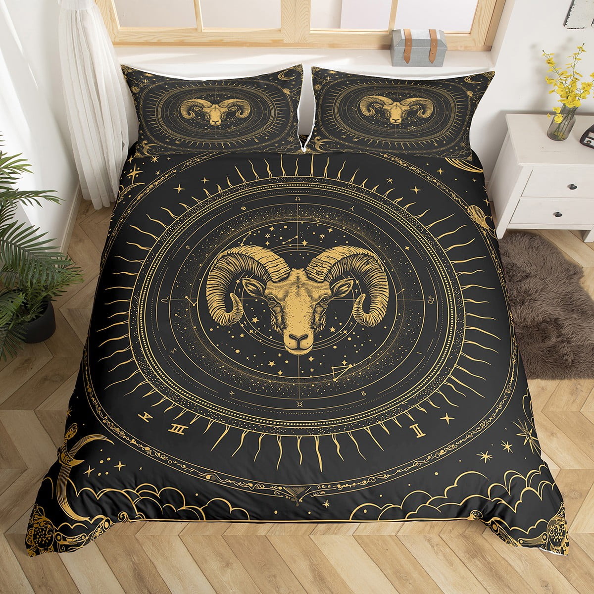 Aries Bedding Set Queen Size 12 Horoscope Astrology Duvet Cover Constellation Bedding Set Boho