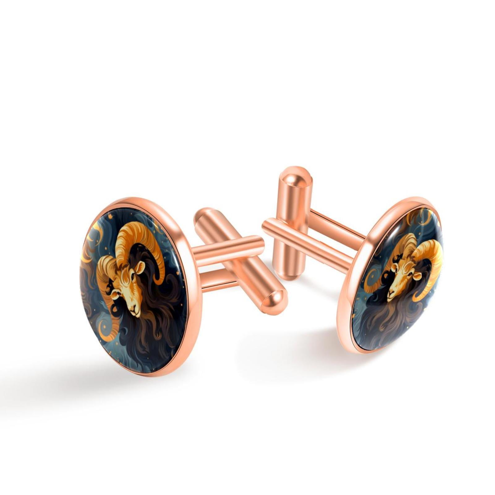 Aries Constellation Elegant Cufflink Set for Formal Attire, Made of Stainless Steel for Special ...