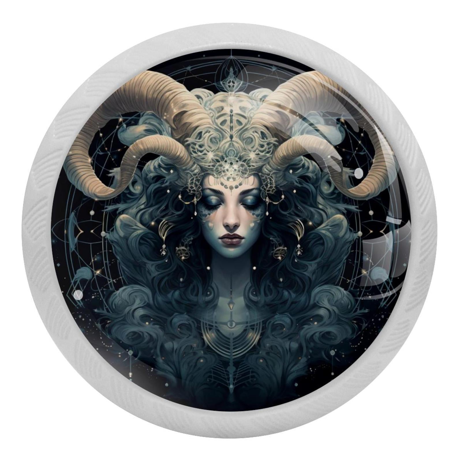 Aries Constellation Fluorescent Drawer Pulls 4-Pack: Glow-in-the-Dark Round Cabinet Knobs for ...