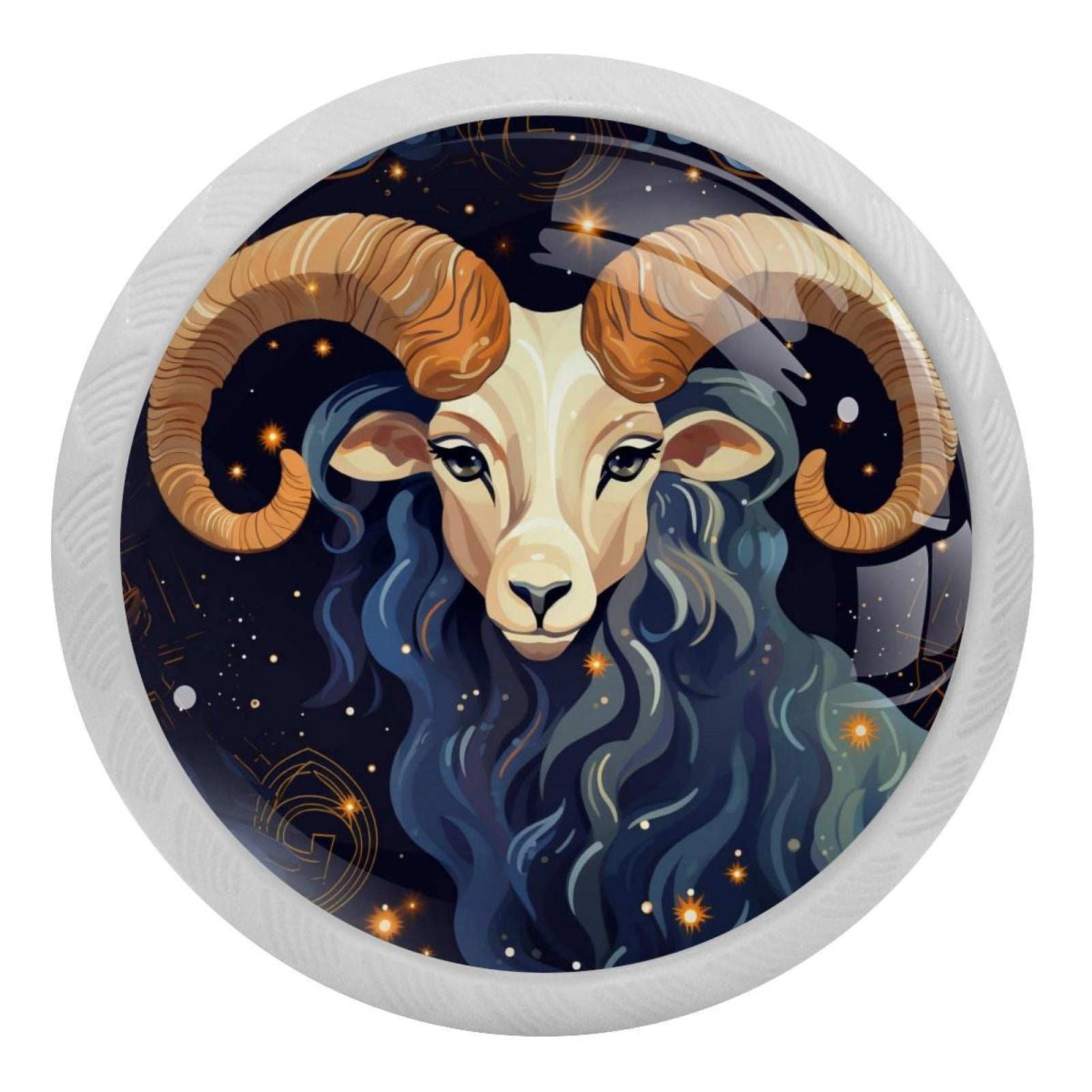 Aries Constellation Fluorescent Drawer Pulls: Round 4-Pack Glow-in-the-Dark Knobs for Cabinets ...