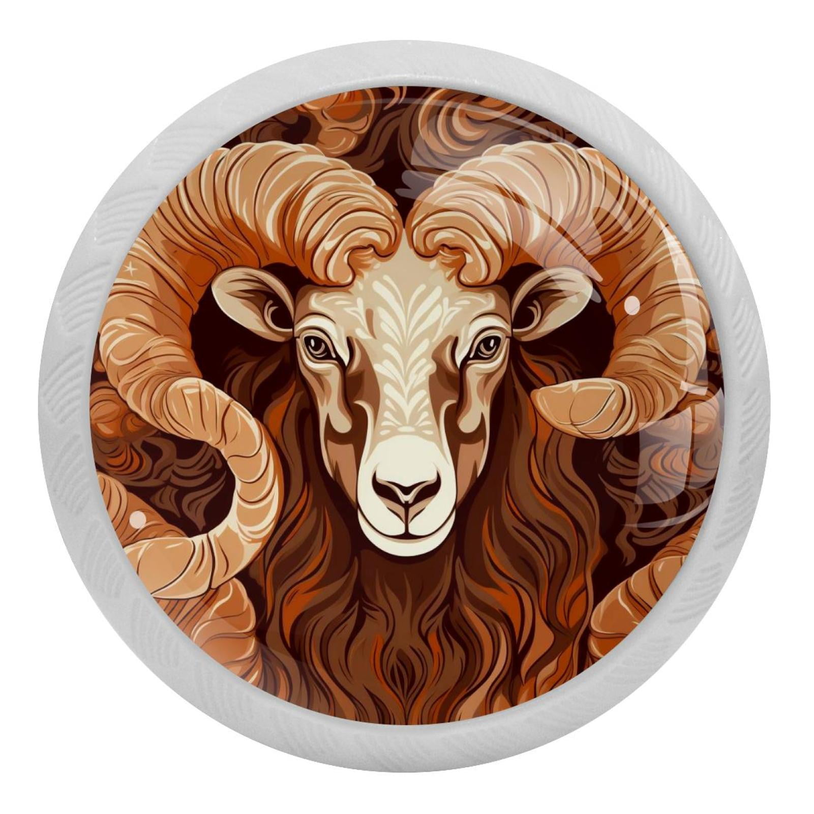 Aries Constellation Fluorescent Drawer Pulls - Round 4-Pack Glow-in-the-Dark Knobs for Cabinets ...