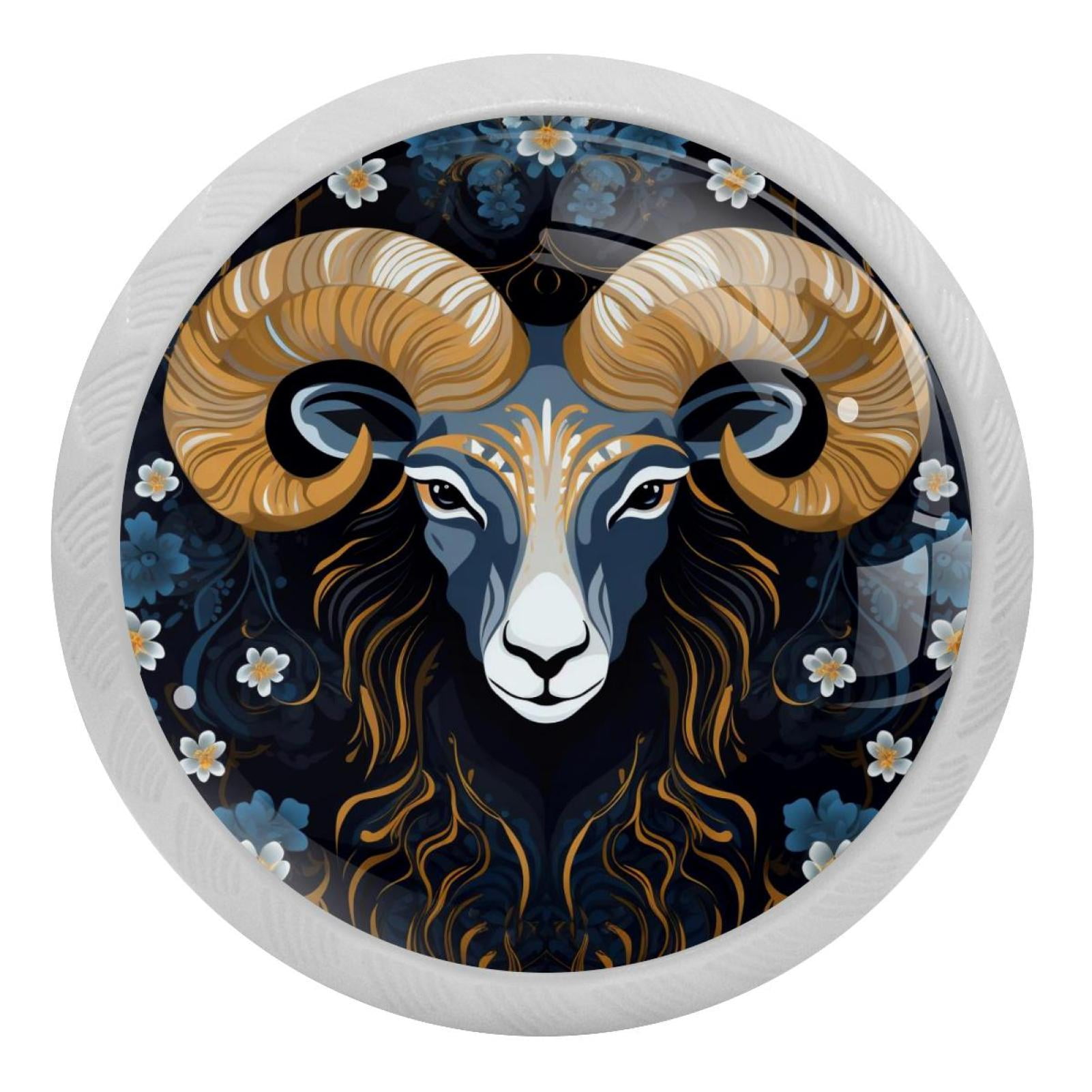 Aries Constellation Fluorescent Drawer Pulls - Round 4-Pack Glow-in-the-Dark Knobs for Cabinets ...