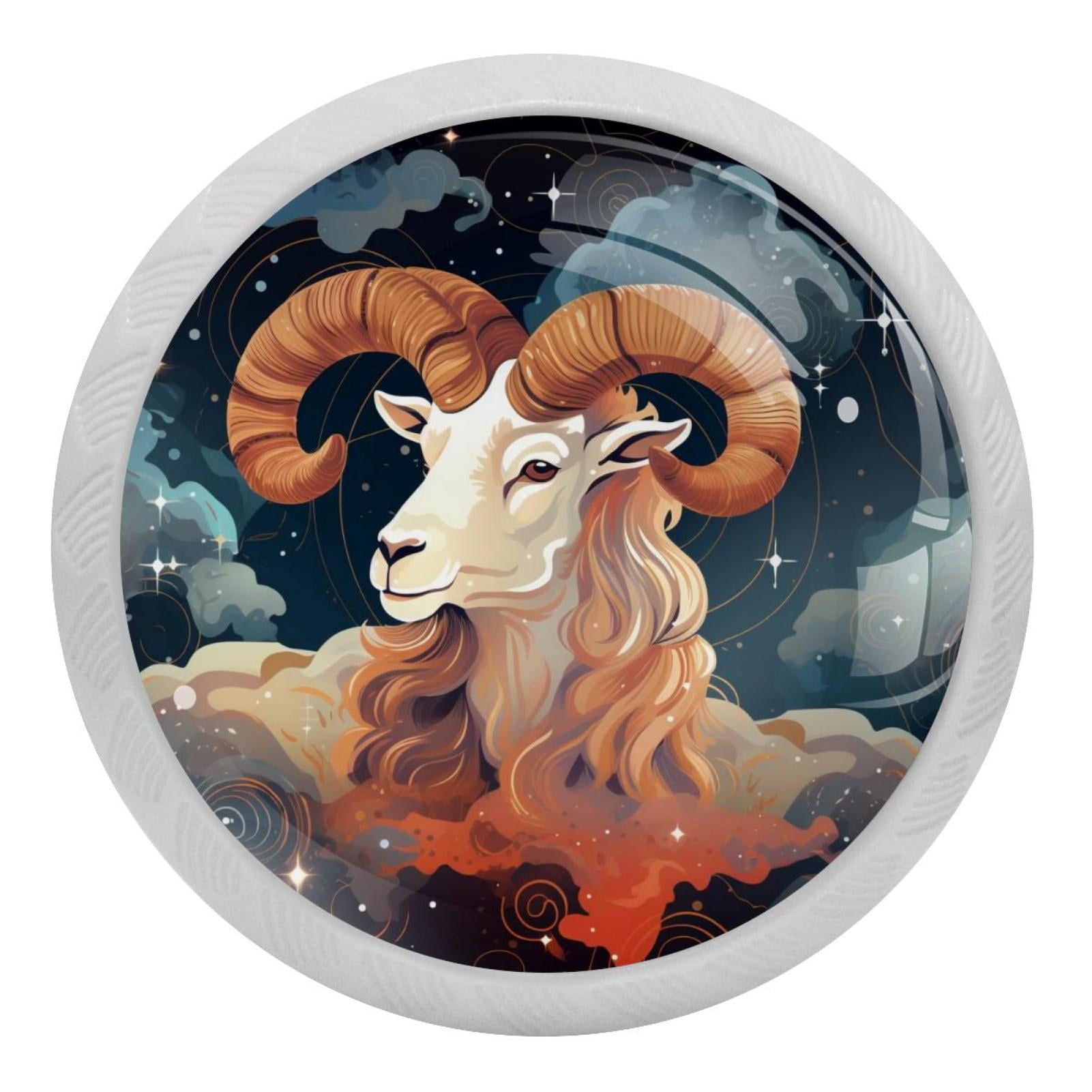 Aries Constellation Fluorescent Drawer Pulls with Screws - Round 4-Pack Glow-in-the-Dark Knobs ...