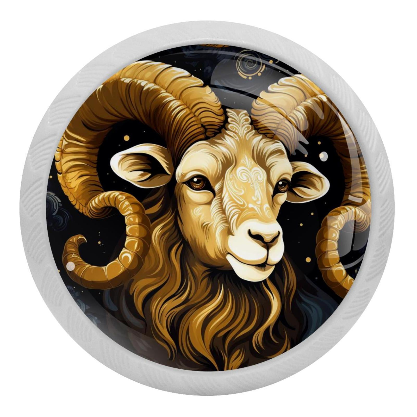 Aries Constellation Fluorescent Drawer Pulls with Screws – Round 4-Pack, Glow-in-the-Dark Knobs ...