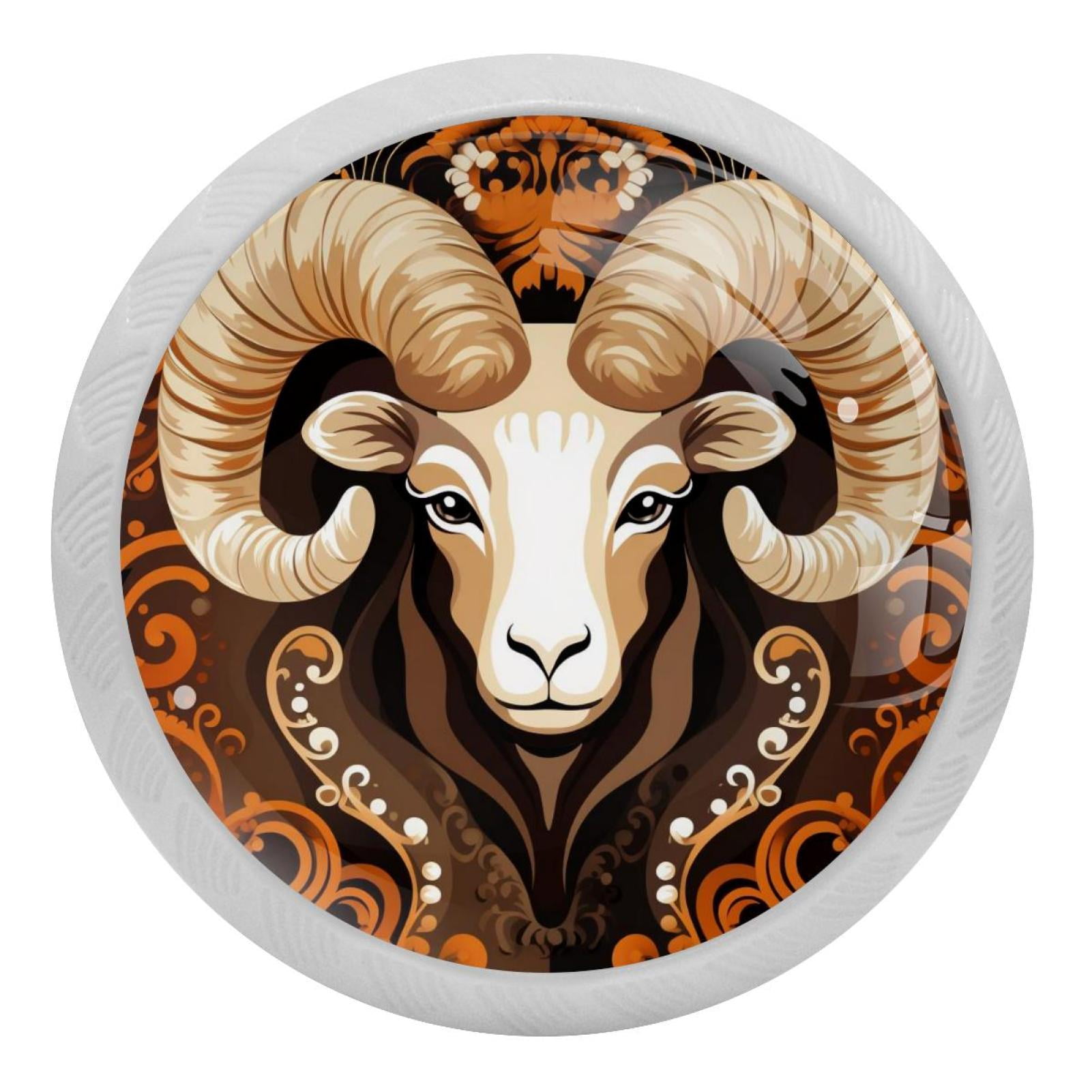 Aries Constellation Fluorescent Drawer Pulls with Screws: Round 4-Pack Glow-in-the-Dark Knobs ...