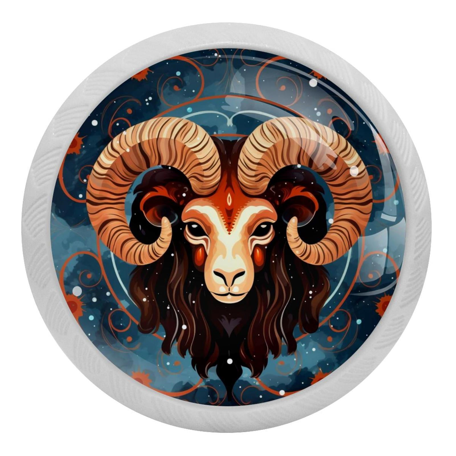 Aries Constellation Glow-in-the-Dark Fluorescent Drawer Pulls with Screws - 4-Pack, Round Knobs ...