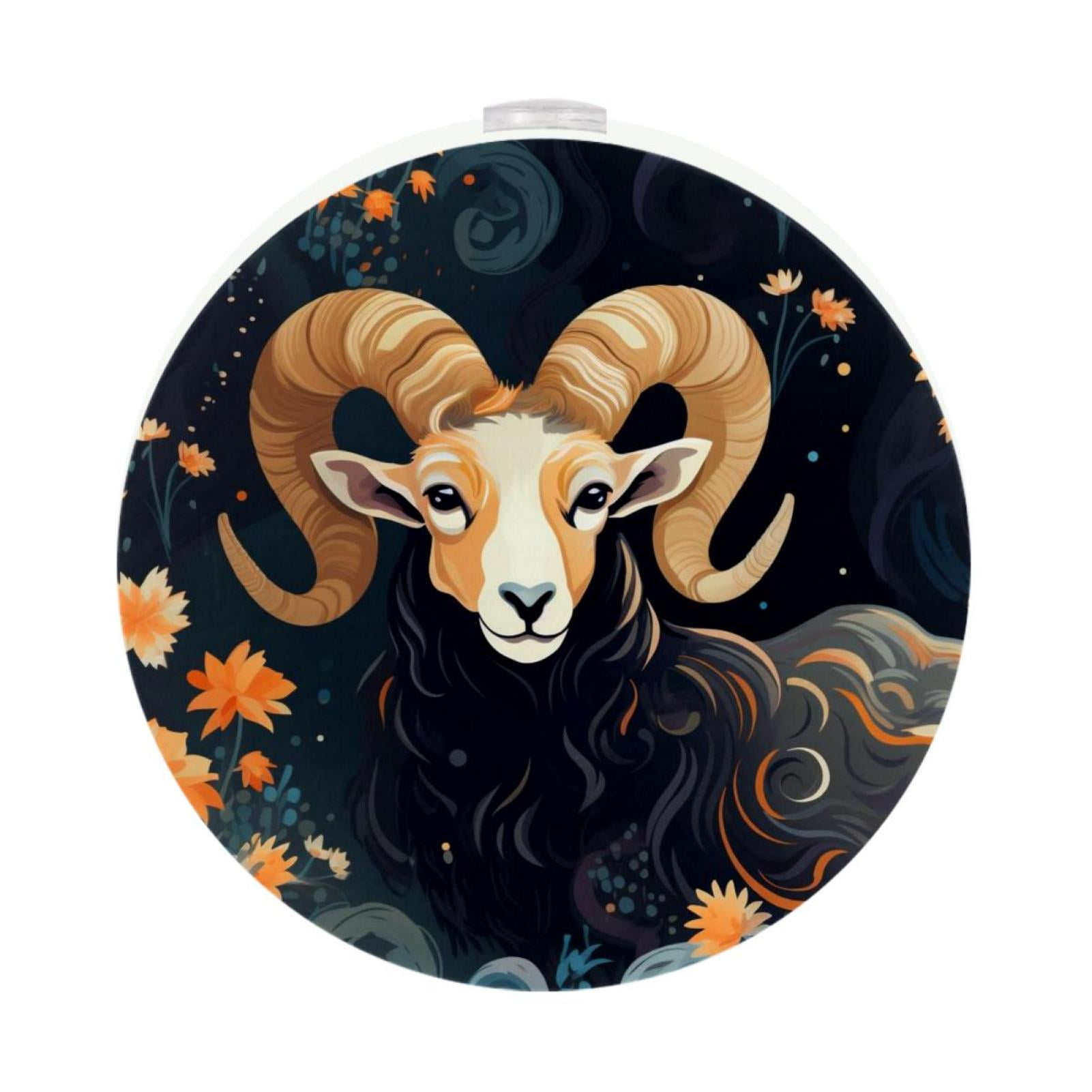 Aries Constellation LED Round Night Light-2PCS, Plug-in Dusk to Dawn ...