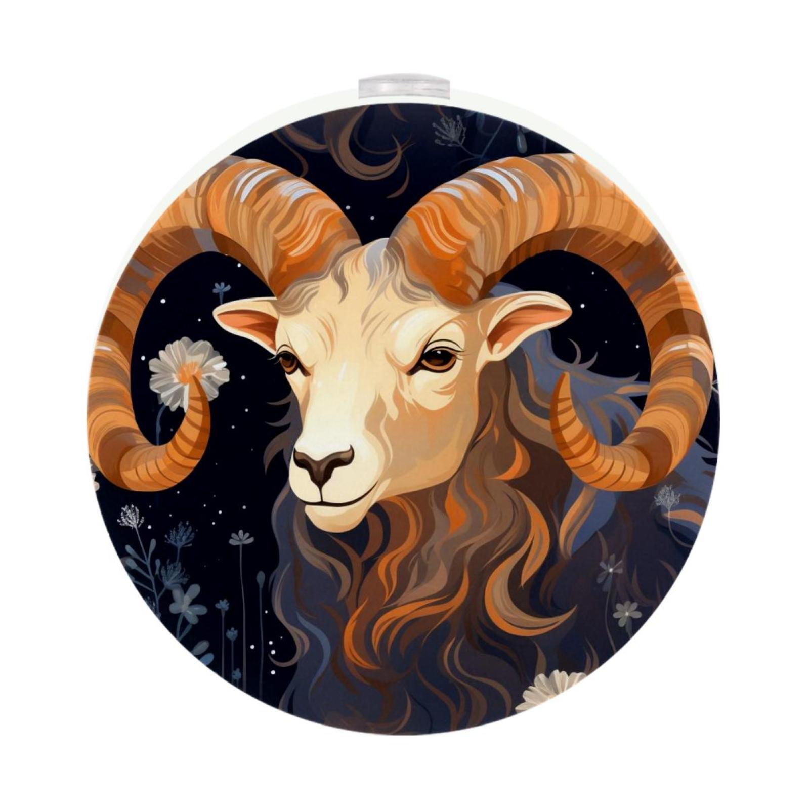 Aries Constellation LED Round Night Light - 2PCS, Plug-in Dusk-to-Dawn ...