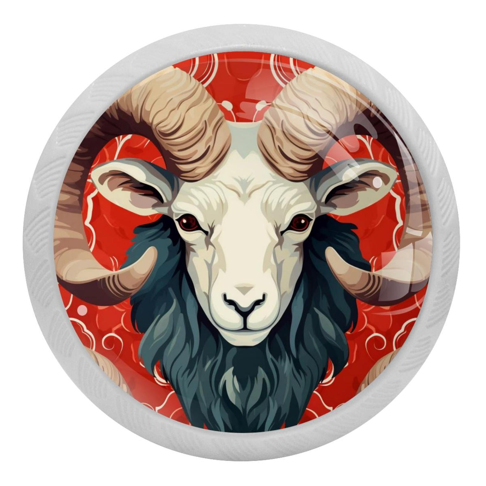 Aries Constellation Round Glow-in-the-Dark Cabinet Knobs: Fluorescent Drawer Pulls 4-Pack ...