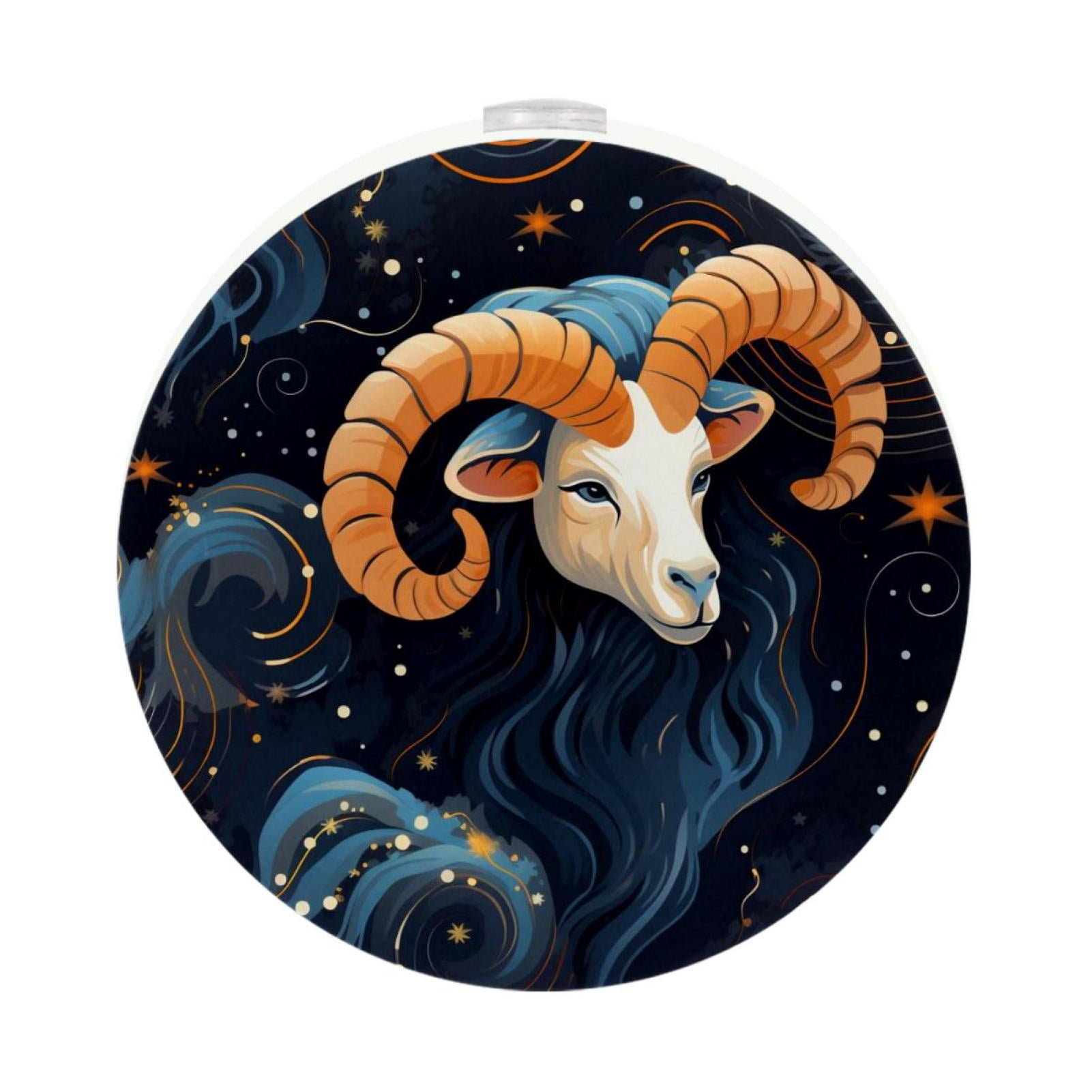 Aries Constellation Round LED Night Light-2PCS, Portable Plug-in Wall ...