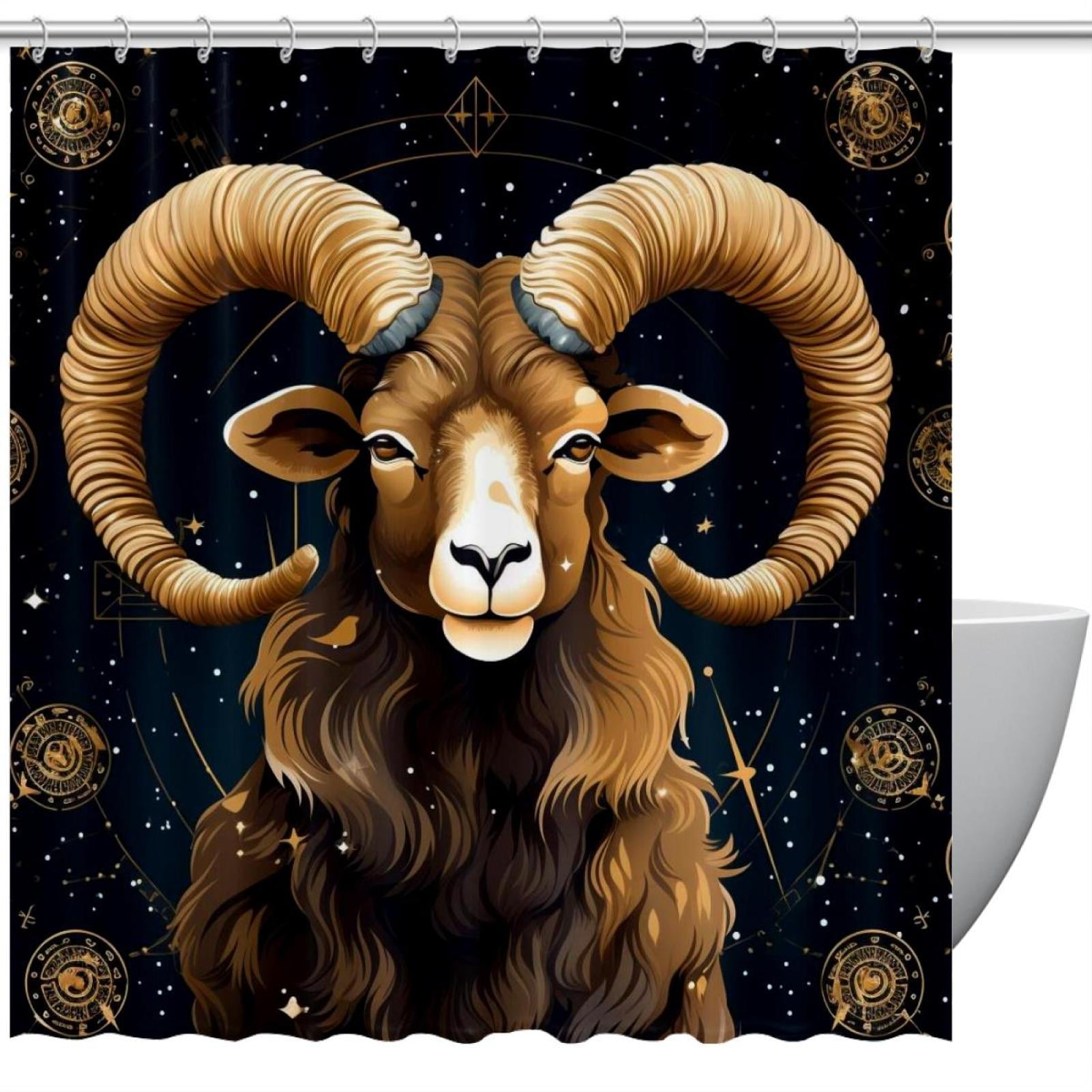 Aries Constellation Waterproof Shower Curtain Set with Hooks, Printed ...