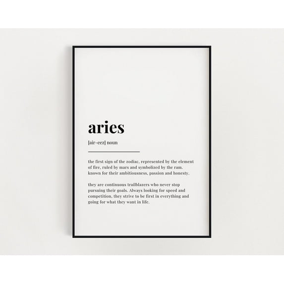 Aries Definition Print, Wall Art Print, Aries Print, Aries, Zodiac Star ...